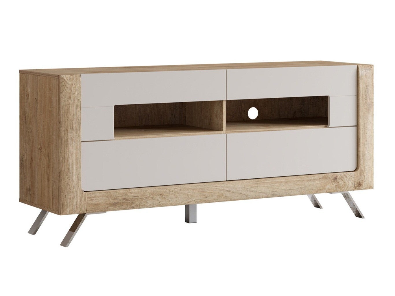 Mueble TV Sovera 105, Roble dorado, Gris claro, Número de cajones: 2.00 ...