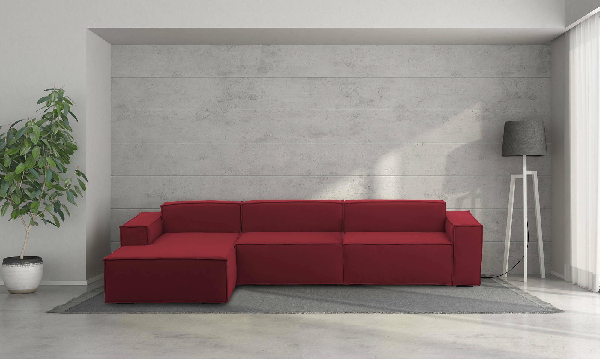 Sofá fijo con península Licia, Sofá modular con chaise longue izquierda ...
