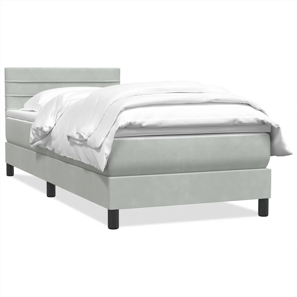 Cama box spring con colchón terciopelo gris claro 80x210 cm | Leroy Merlin