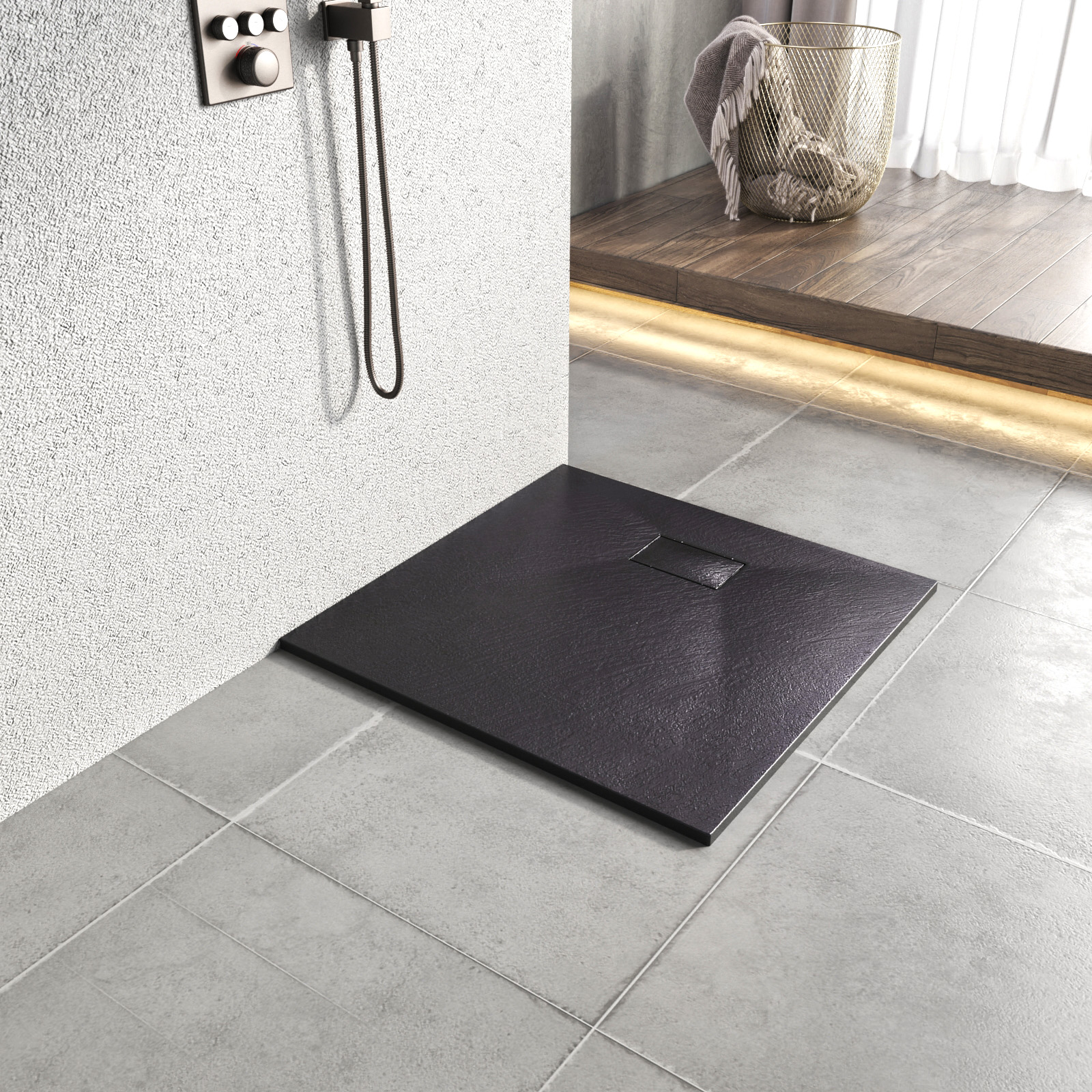 Receveur de douche Heilmetz L. 80x l. 80 cm Noir Carré Semblable à la ...