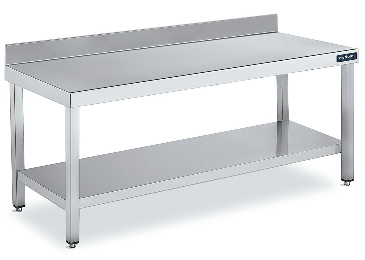 Table de Travail Adossée Inox avec 1 Étagère - Gamme 600 - Hauteur 600 ...