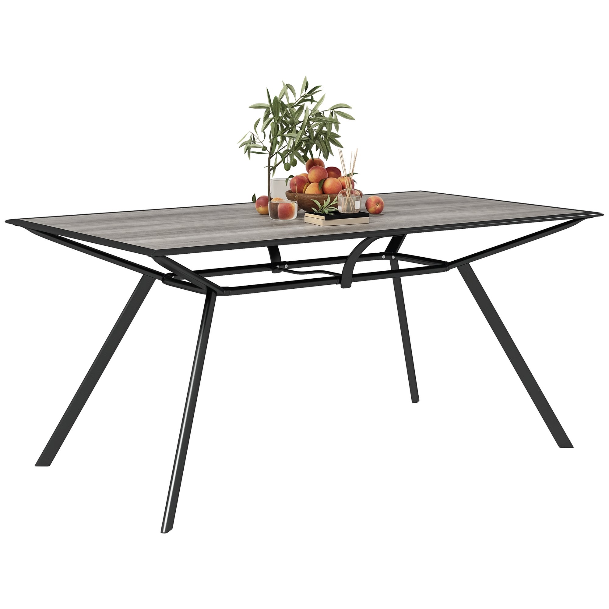 Outsunny DPC Table de salle à manger, Gris acier 160x90x73 cm 84G ...
