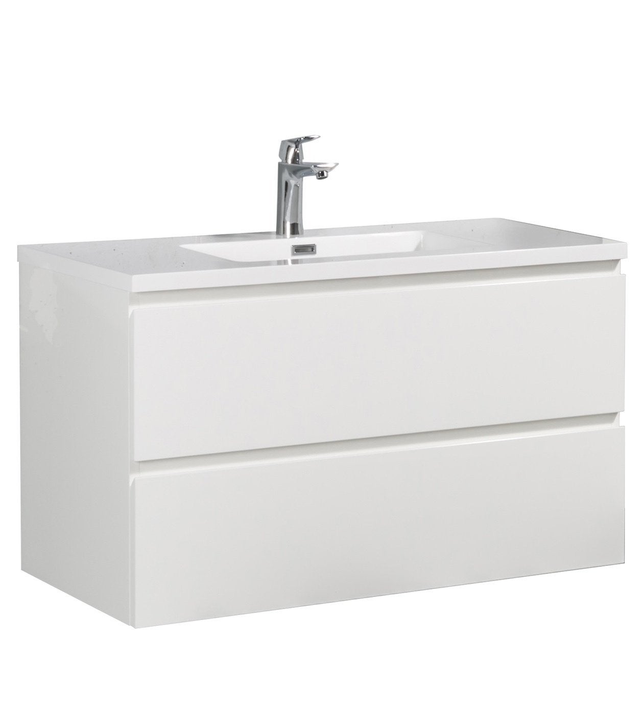 Meuble de salle de bain Angela 90 cm lavabo Blanc brillant – Armoire de ...