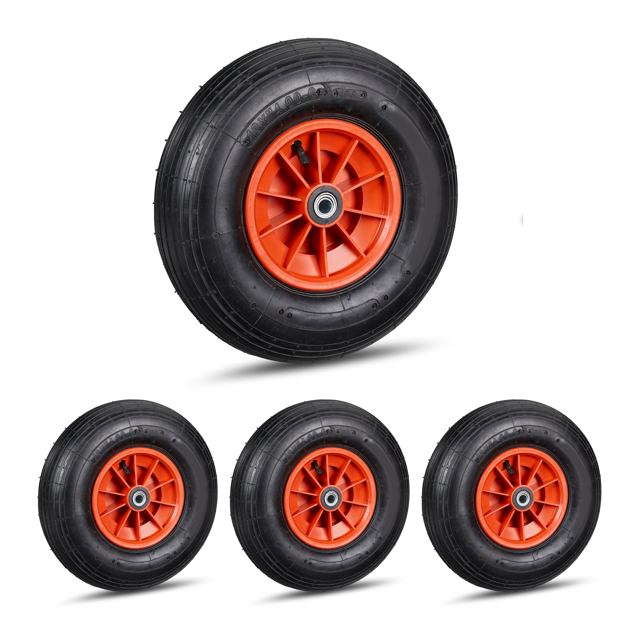 Roue de brouette, lot de 4, caoutchouc, roue de rechange axe ...