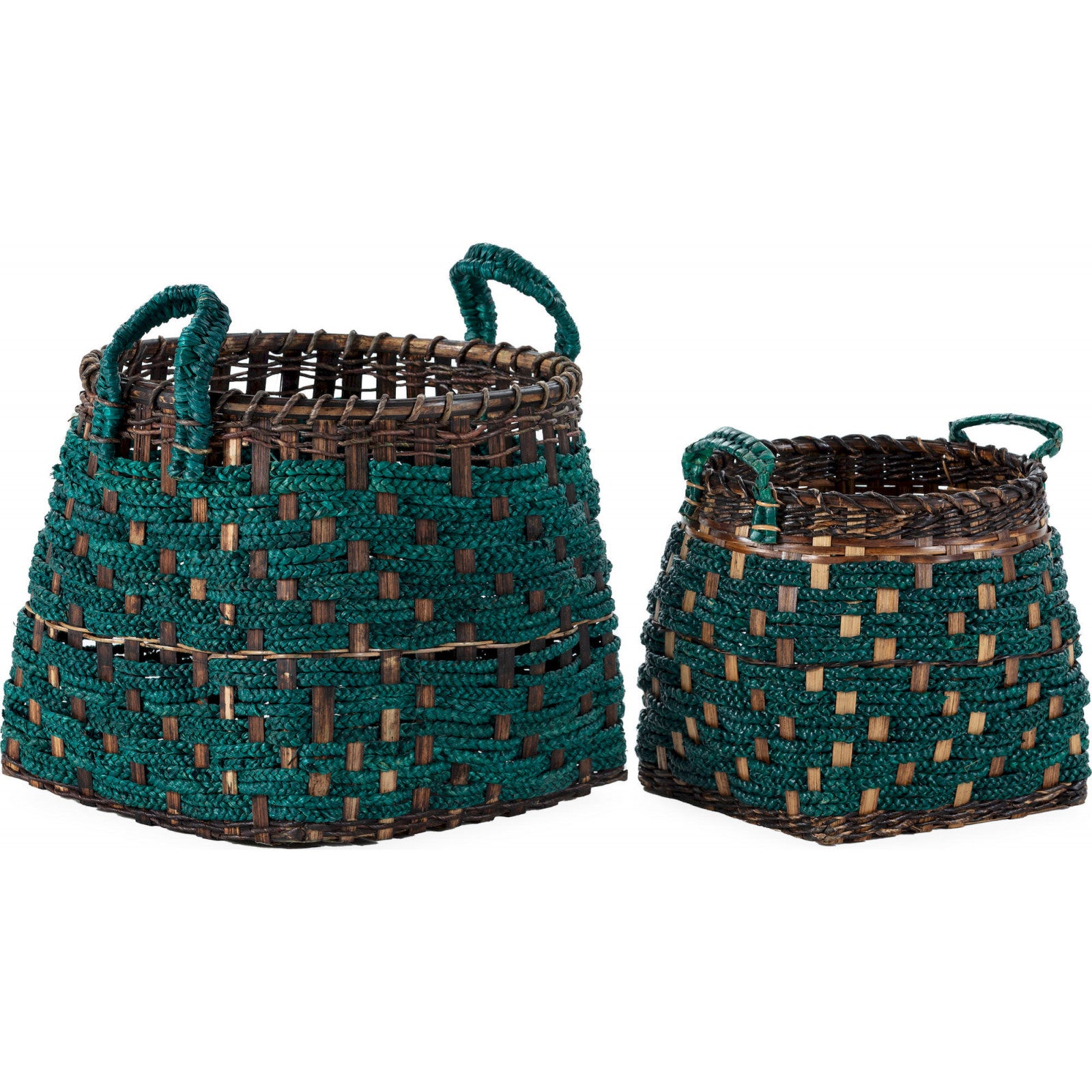 Panier chic en bambou vert et jacinthe x x cm Vert teinté de marron ...