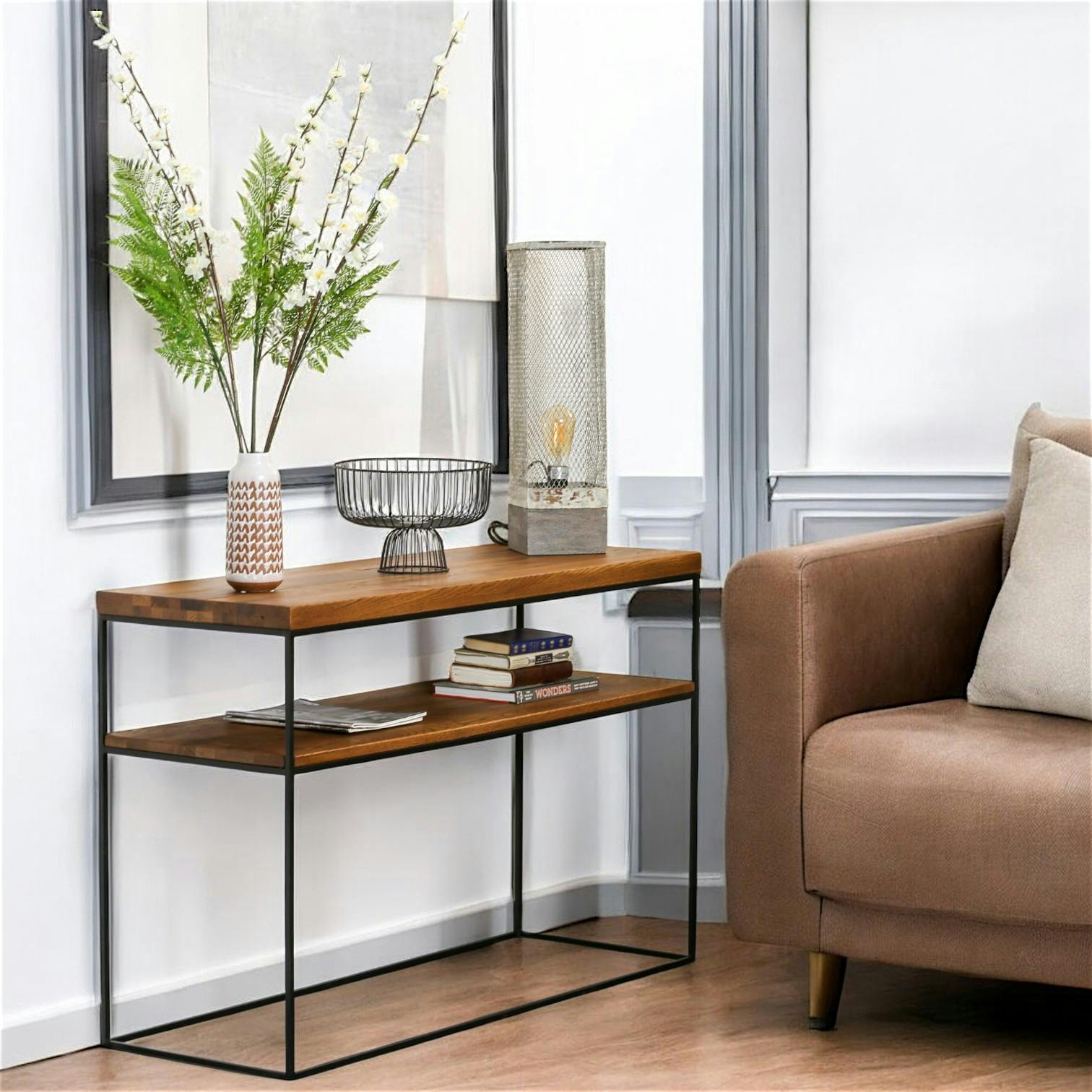 Console bois et métal double plateau OKA 120 cm | Leroy Merlin