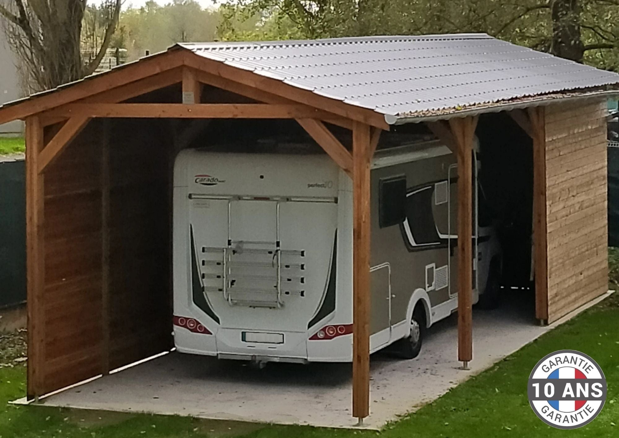 Carport bois 2 pentes 500cmx1250cm bois DOUGLAS Français label PEFC ...