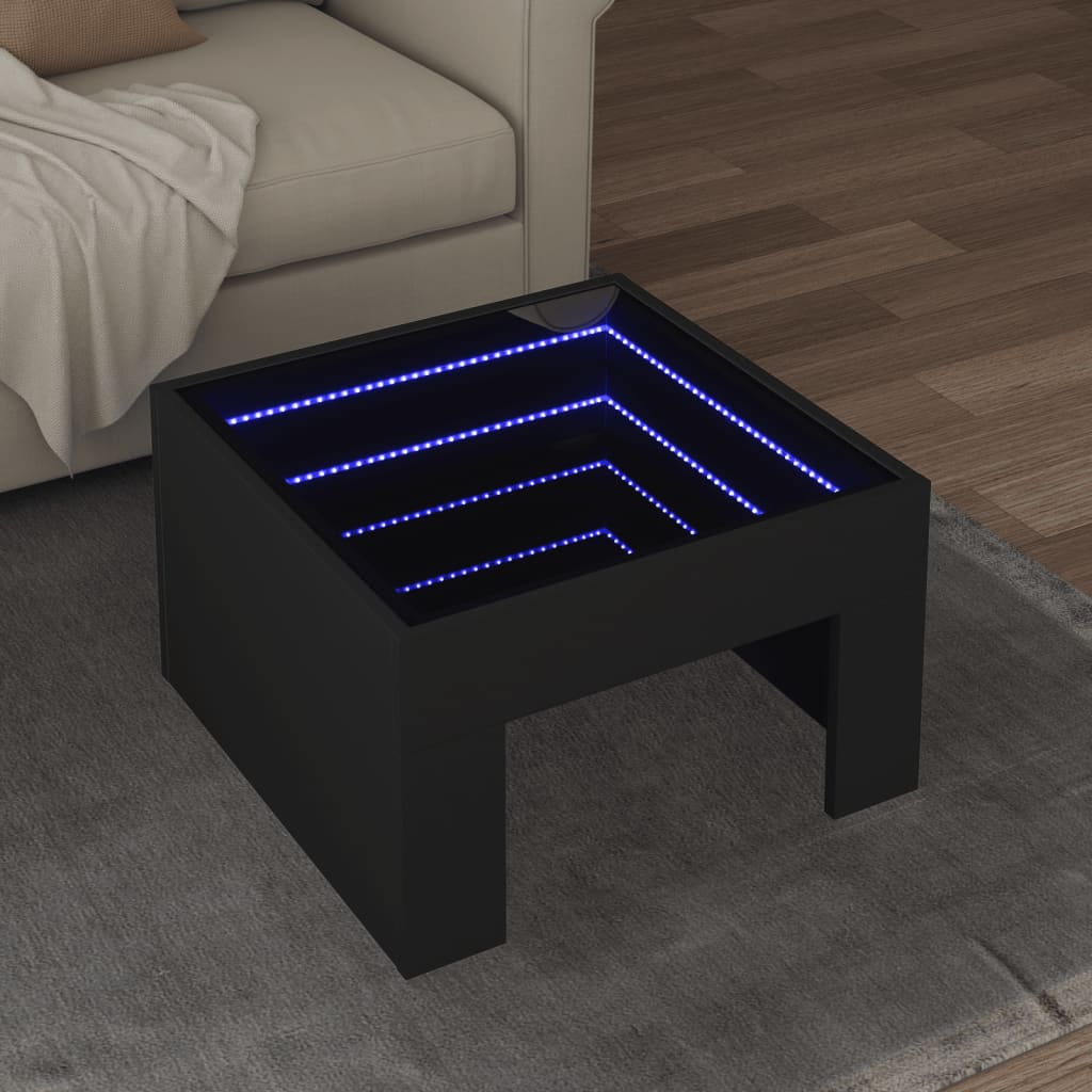 Table basse avec LED infini noir 50x50x30 cm | Leroy Merlin