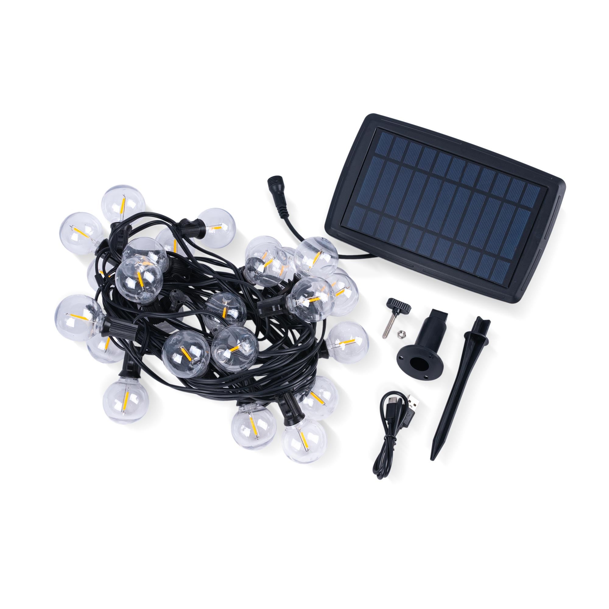 Guirnalda solar exterior - 25 Bombillas LED filamento E10 - IP44 - 9,2 ...