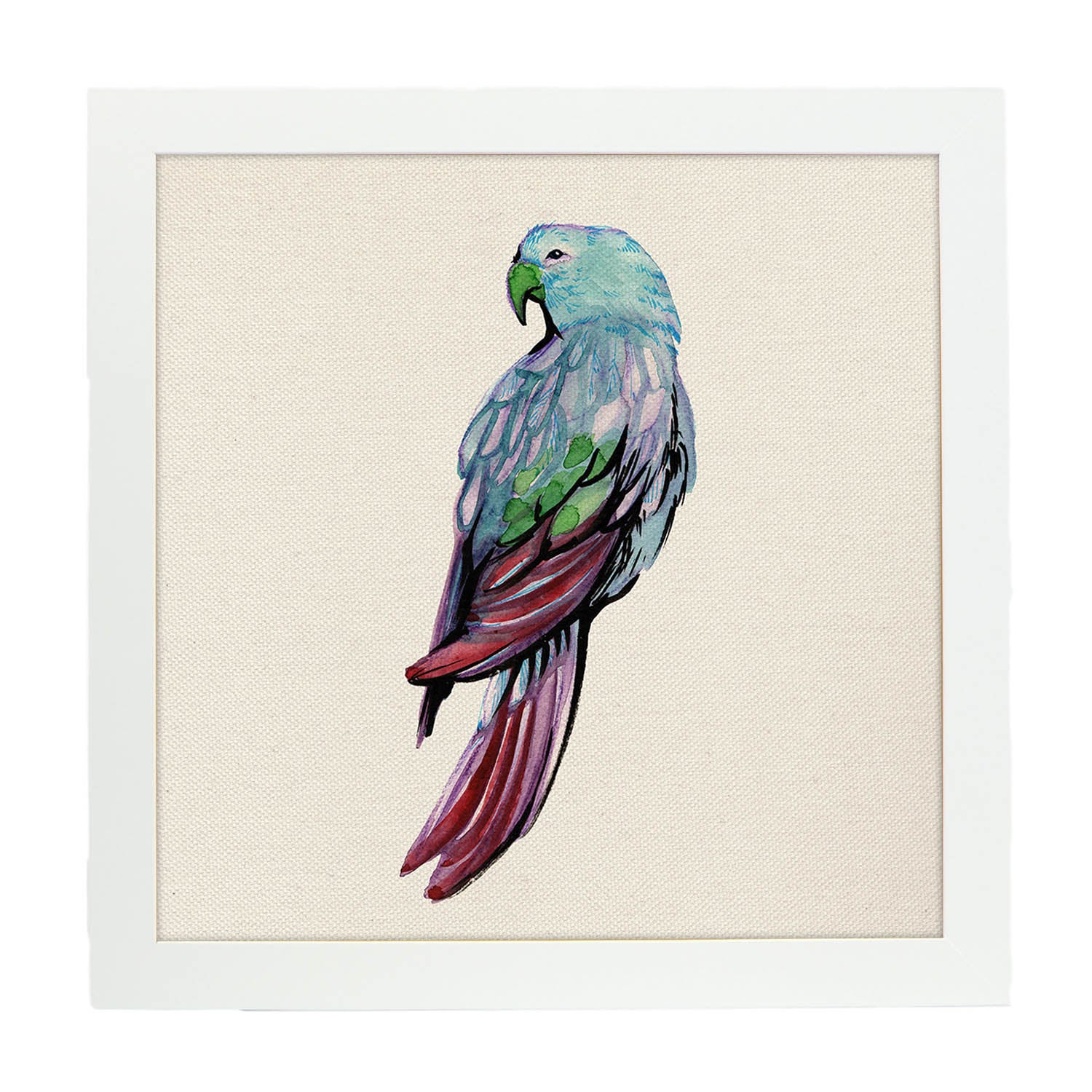 Poster Cuadrado Con Dibujos De Pajaros. Lamina Lorito Azul, Ilustrada ...