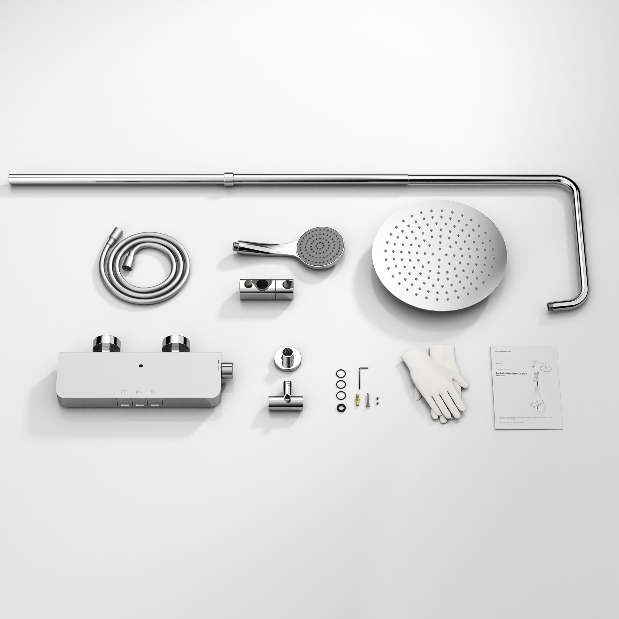 HOMELIVE Columna de ducha termostática con repisa 125×355 mm, rociador ...