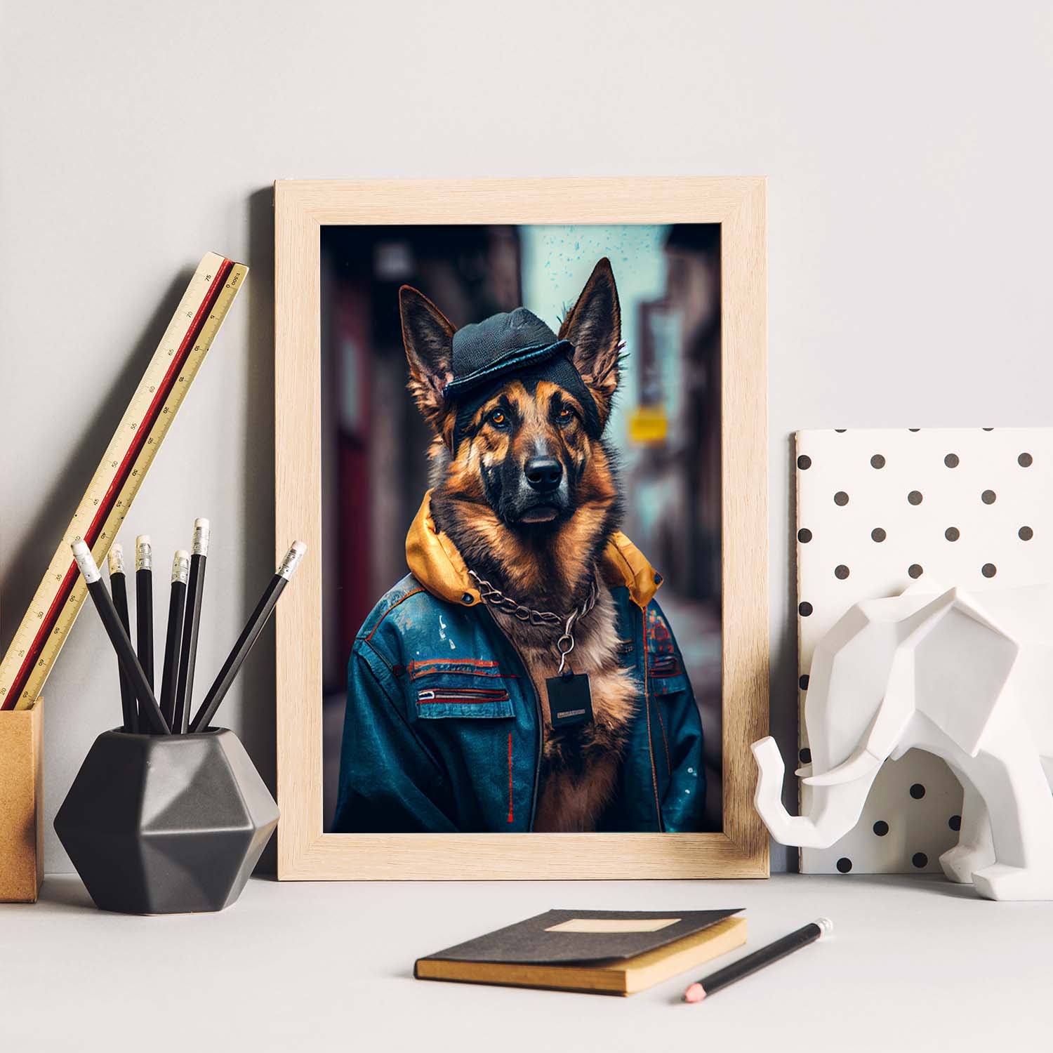 Lámina Pastor Alemán Generoso En Estilo Fotografía A Todo Color ...