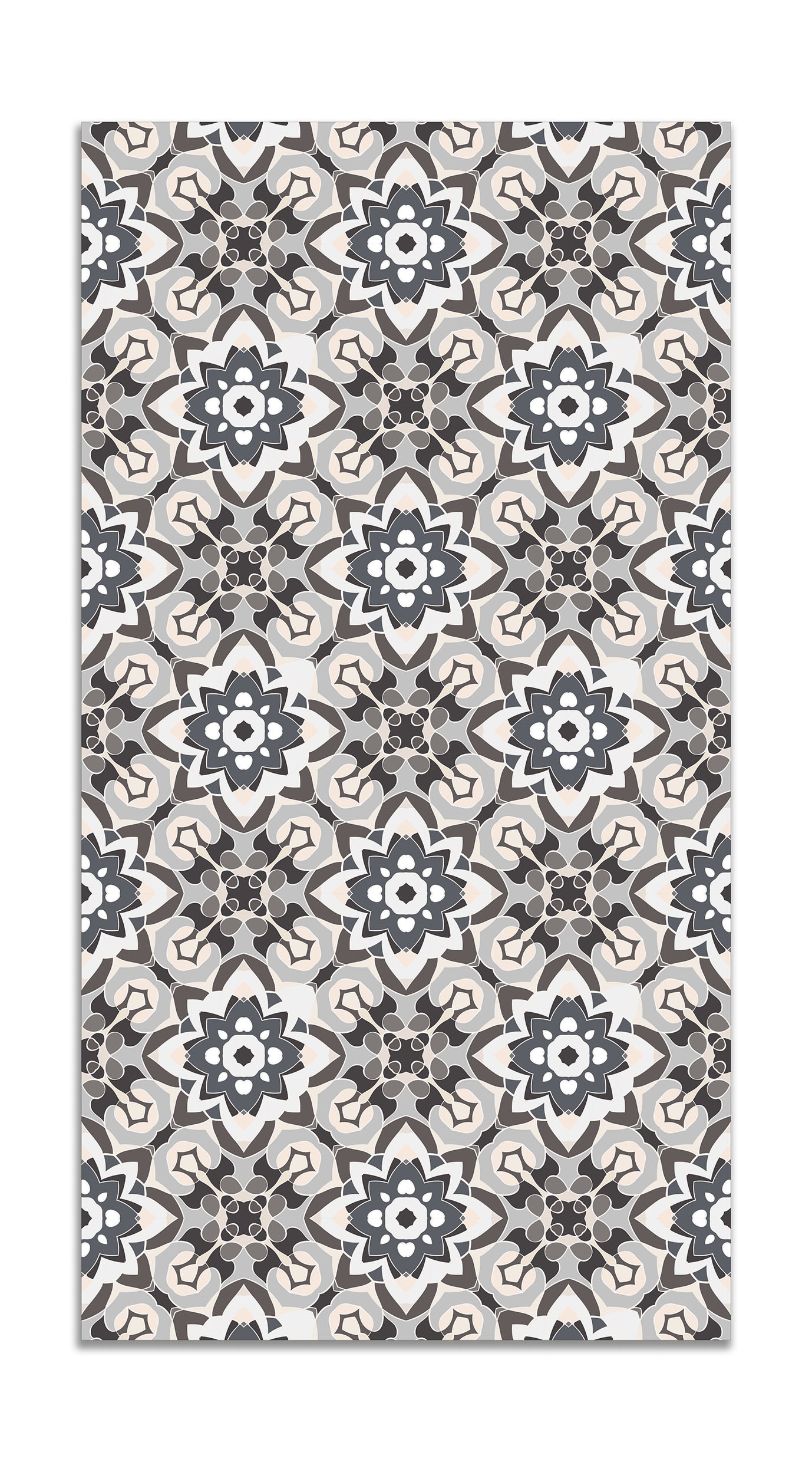 Panorama Tapis du Sol - Modèle Tuile Fleurie Orientale Gris 100x140 cm ...