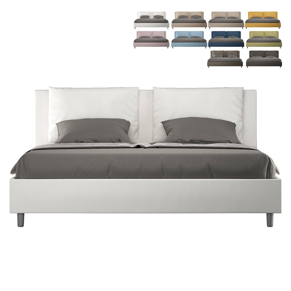 Lit double avec rangement Design moderne Antea 200x200 - Blanc - Avec ...