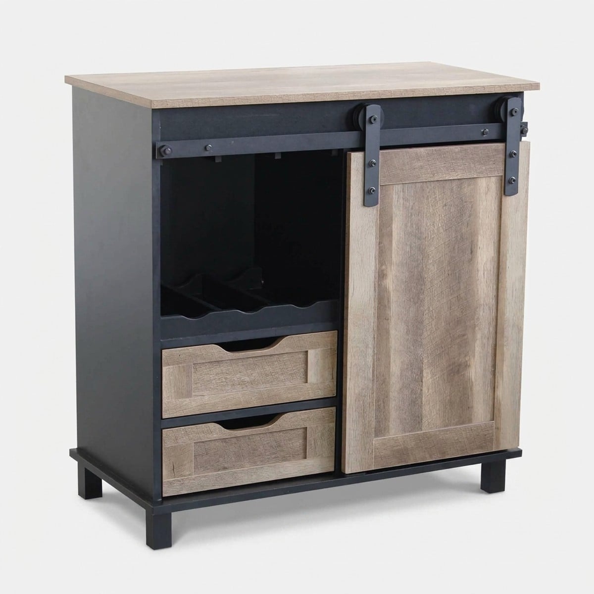 Bar mobile industriel en bois et acier Yvan | Leroy Merlin
