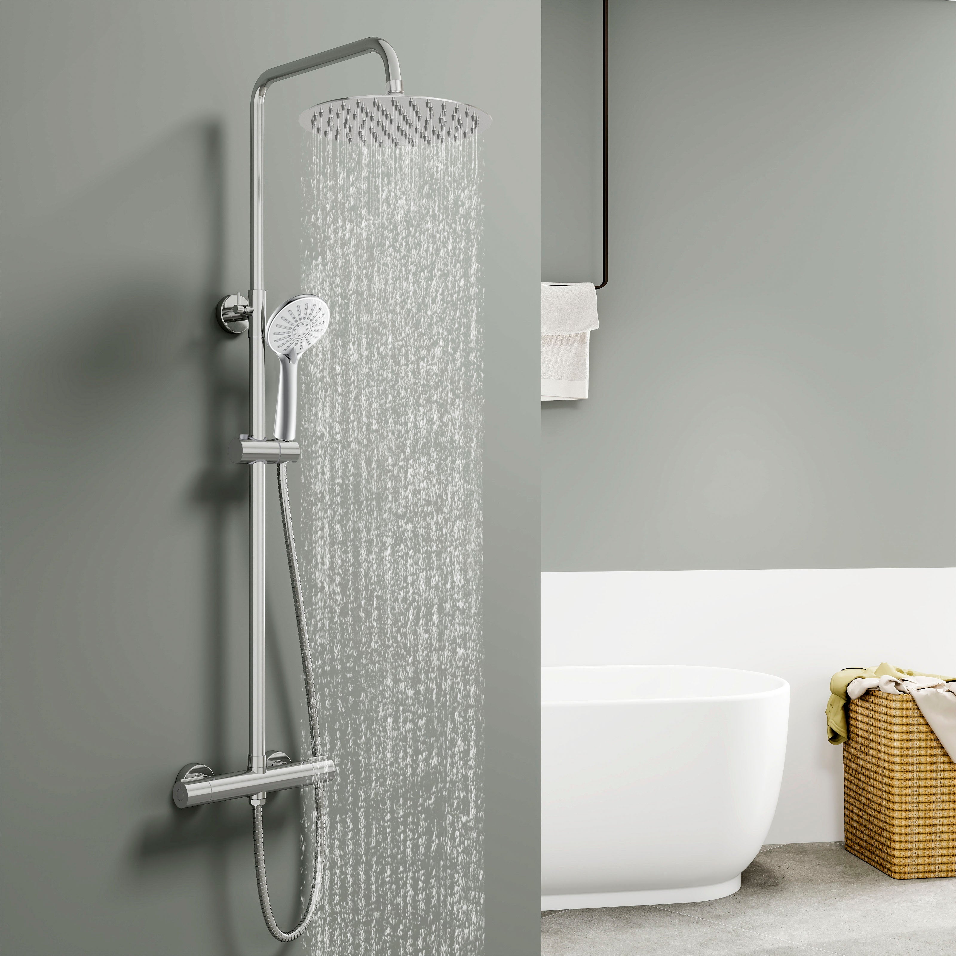 AICA Colonne de douche thermostatique avec pomme de douche 10" Système ...