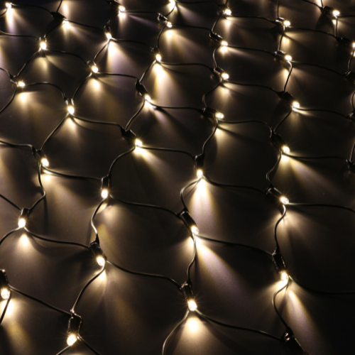 Red de luces LED, 2 x 2 m, 400 LED cálido, cable verde, IP65, 230V ...