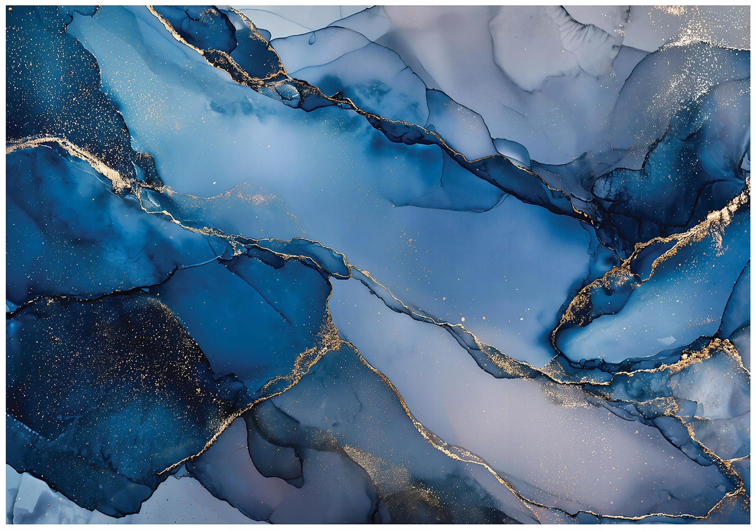 Papier Peint Panoramique Intissé Marbre Bleu Glamour - 400x280 cm ...