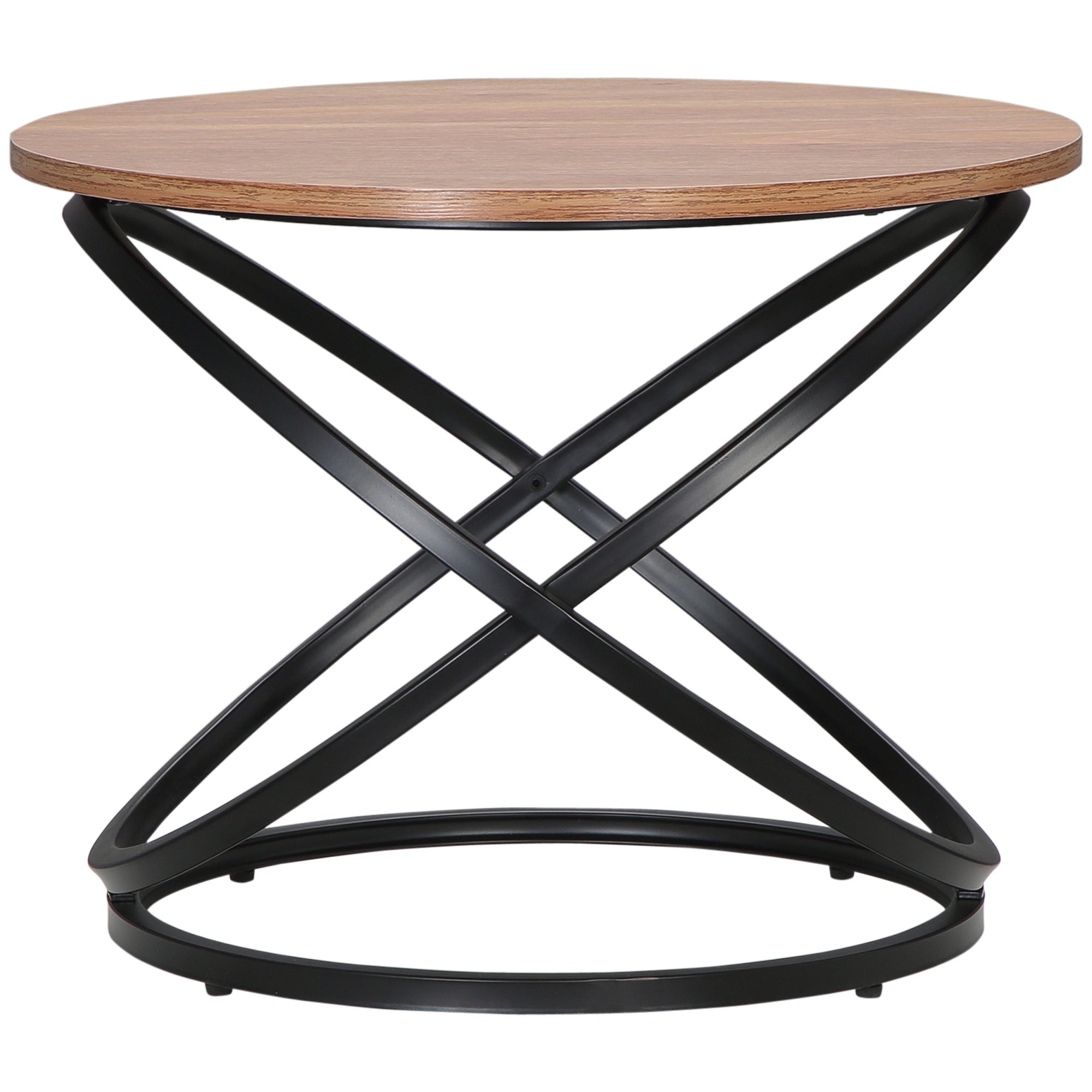 Table basse ronde style industriel en métal noir et plateau en bois ...