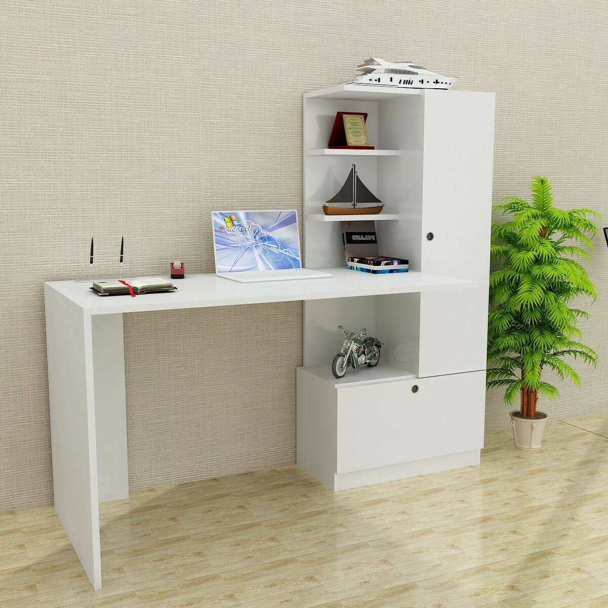 Bureau Kimberly, Pupitre polyvalent, Table de bureau pour PC, Plan de ...