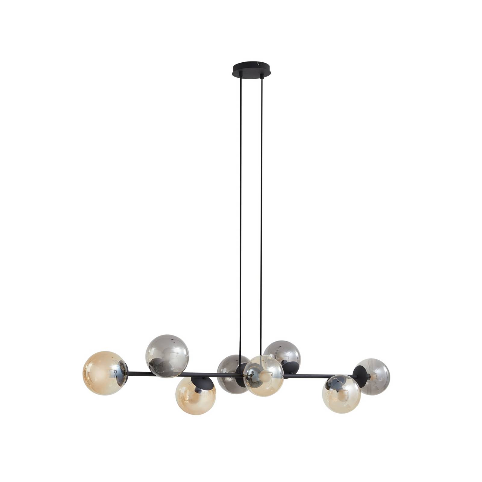 Lindby suspension Isamer, gris fumé/ambre, 130 cm, sphère, Suspension ...