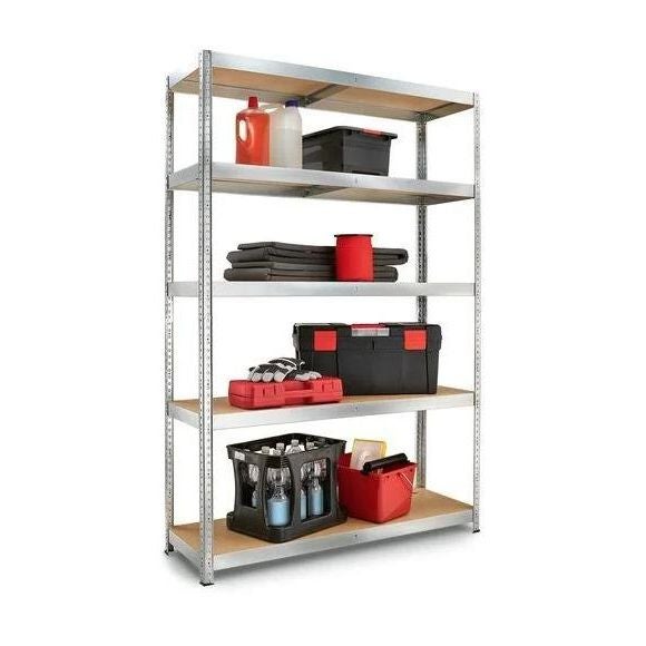 Heavy Duty Metal Shelf 180x120x40 cm with 5 Adjustable Wooden Shelves ...