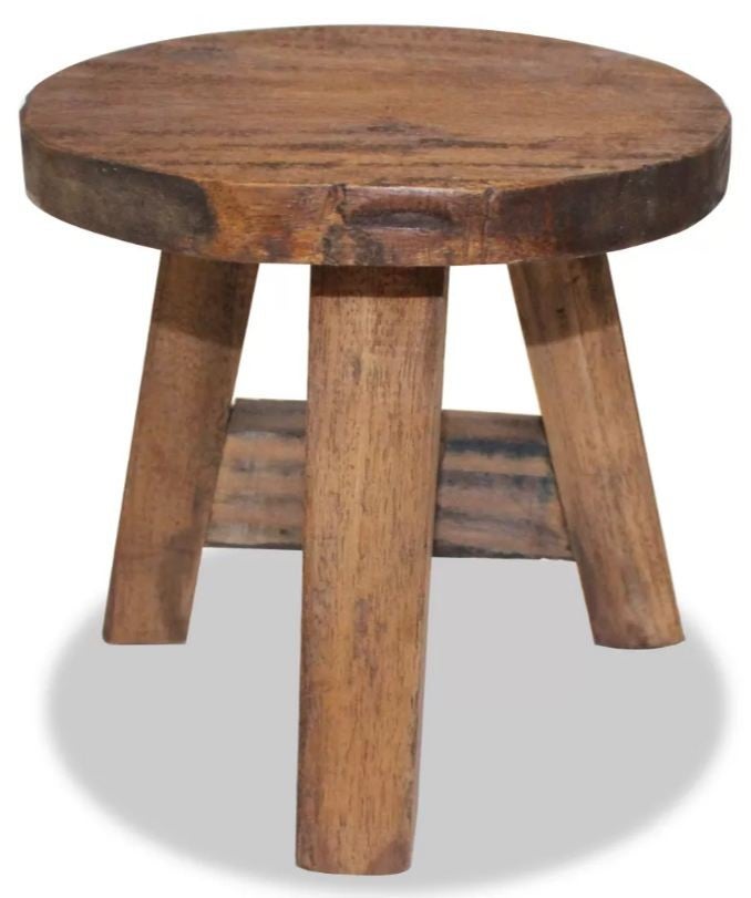 Tabouret bas rond bois massif recyclé clair Indula | Leroy Merlin