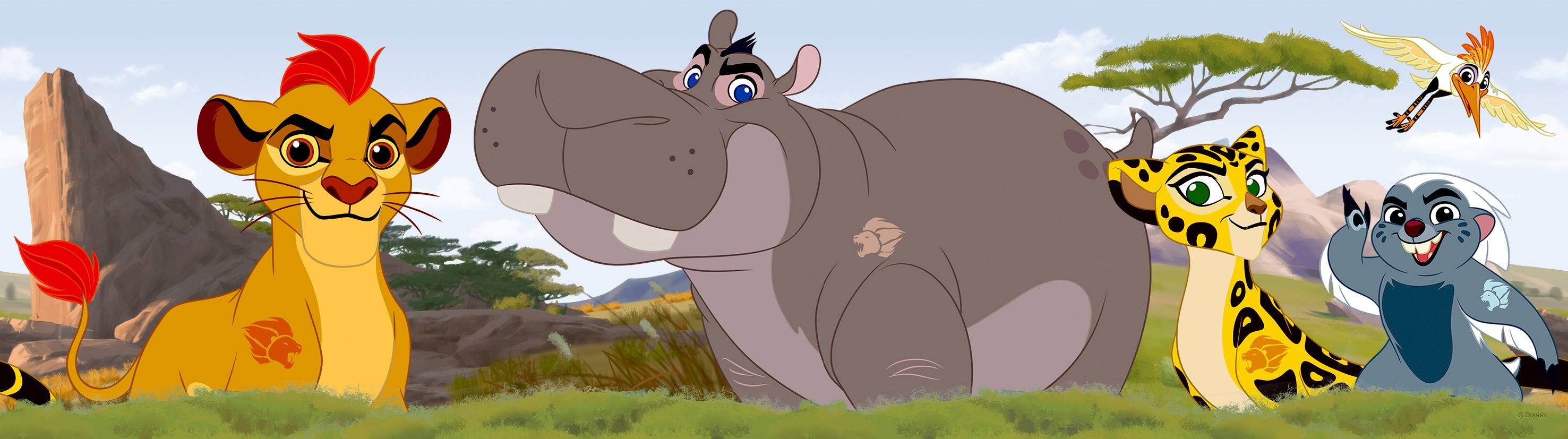 Frise de papier peint adhésive La Garde de Roi lion vert, bleu et ...