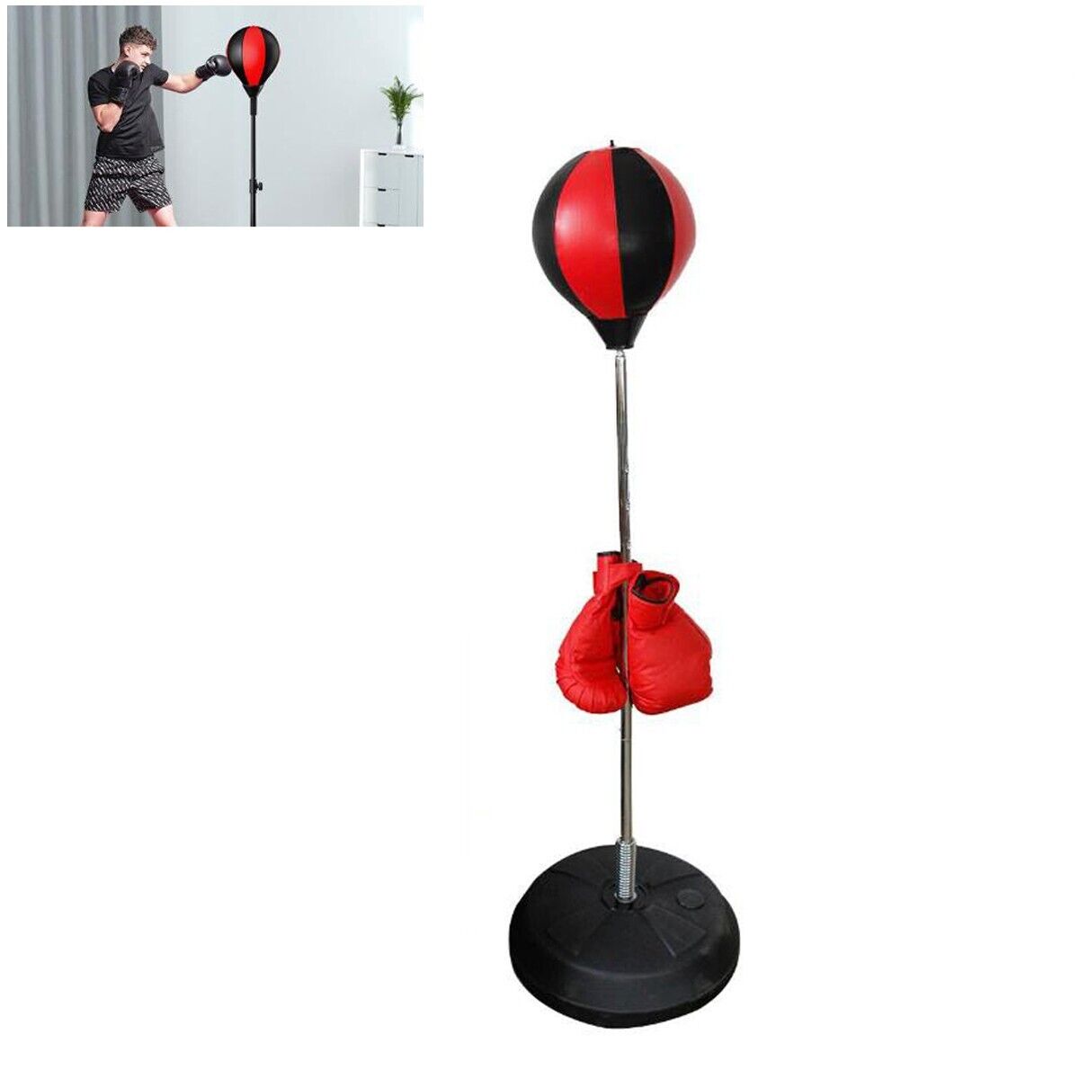 PUNCHING BALL ADULTI BAMBINI ASTA REGOLABILE 150CM CON GUANTONI BASE ...