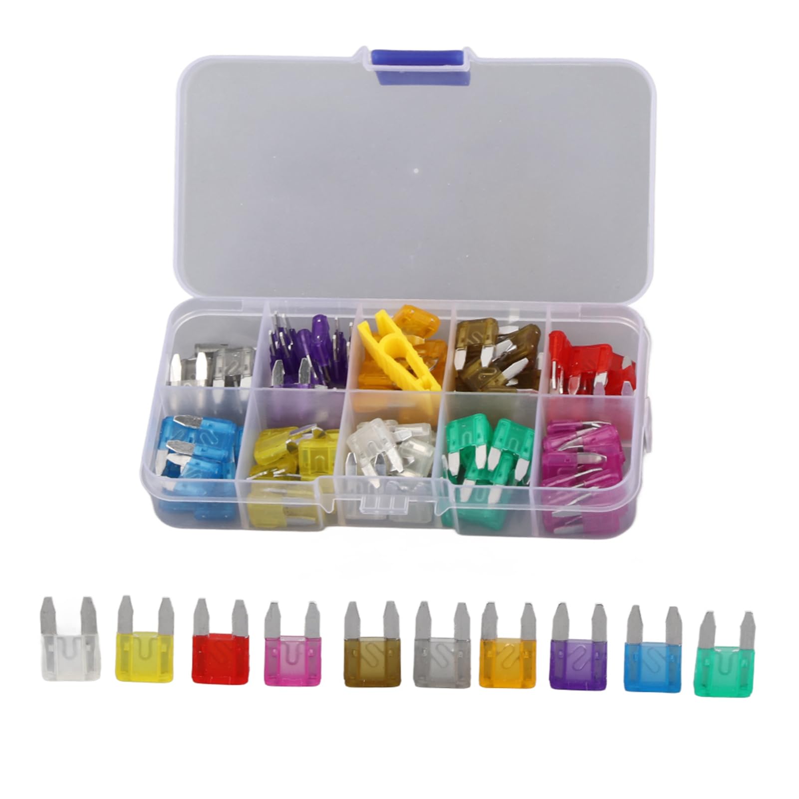 Lot de 100 mini fusibles à lame standard en alliage de zinc pour voiture 2A 3A 5A 7.5A 10A 15A ...