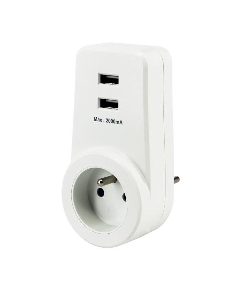 CHACON Prise 16 A avec 2 ports USB blanc | Leroy Merlin