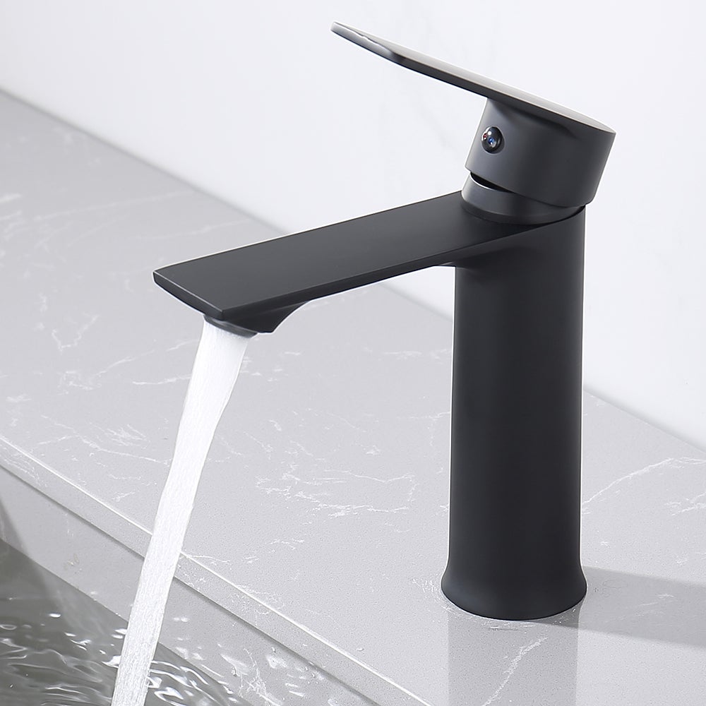 Mitigeur Lavabo Noir en Laiton avec Levier Unique, Robinet Salle de ...