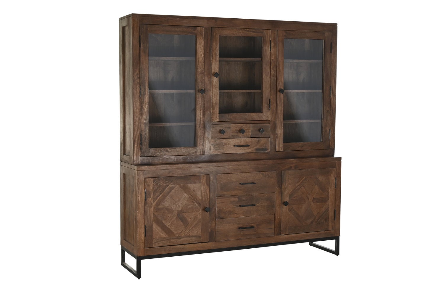 Vitrine en métal teck 160x40x175 marron foncé | Leroy Merlin