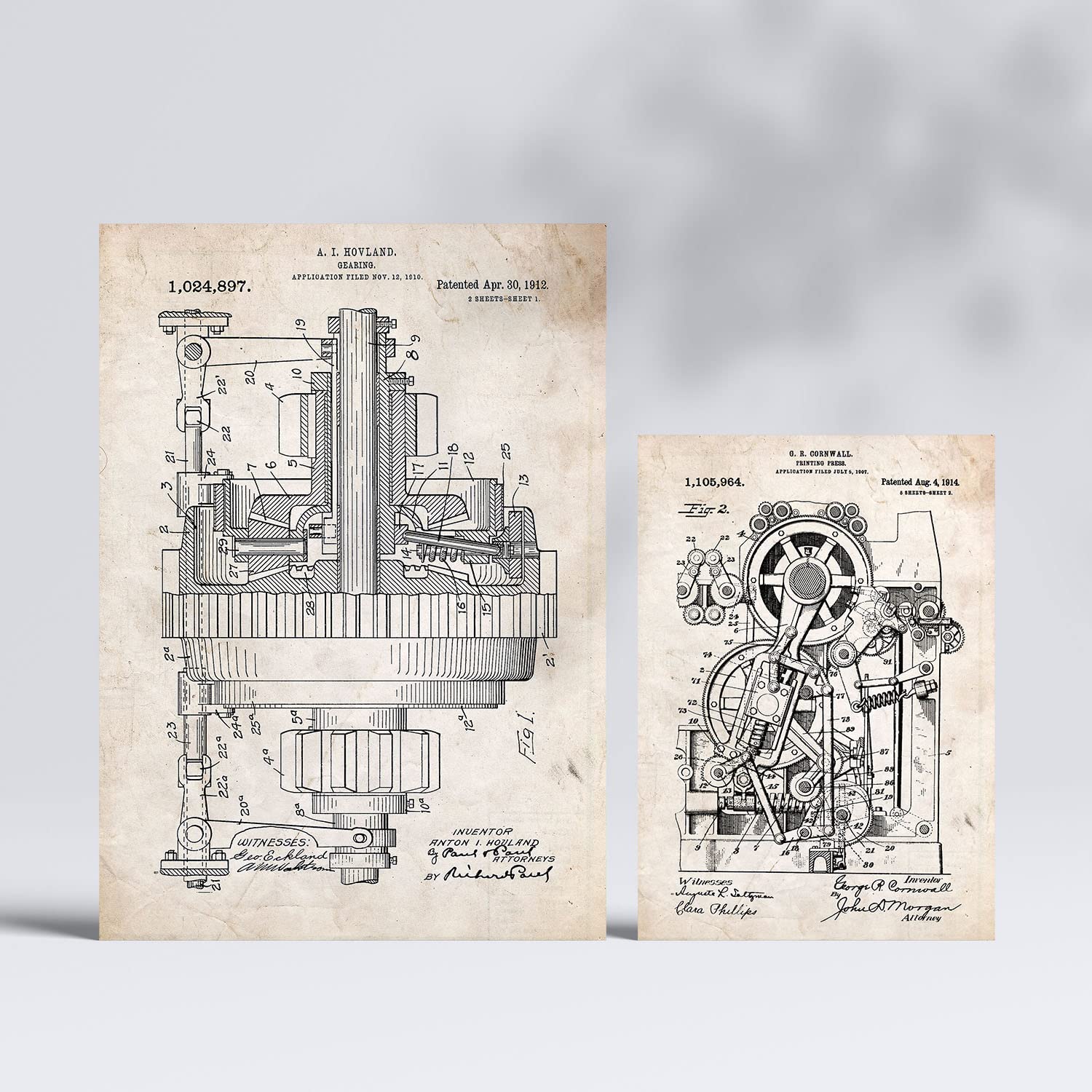 Ensemble De 6 Feuilles De Machines De Brevets. Affiches Avec Des ...