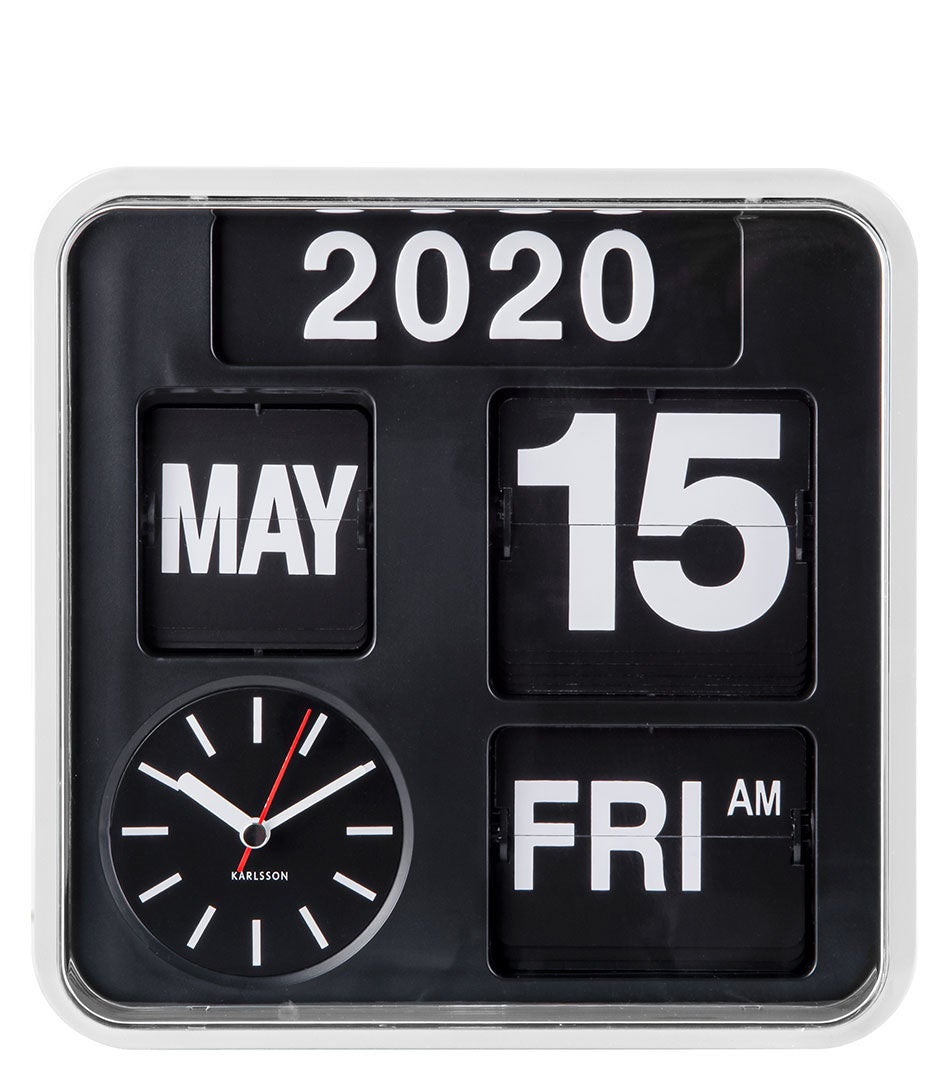 Karlsson Horloge murale Mini Flip - Blanc/Noir - 24x24x10cm | Leroy Merlin