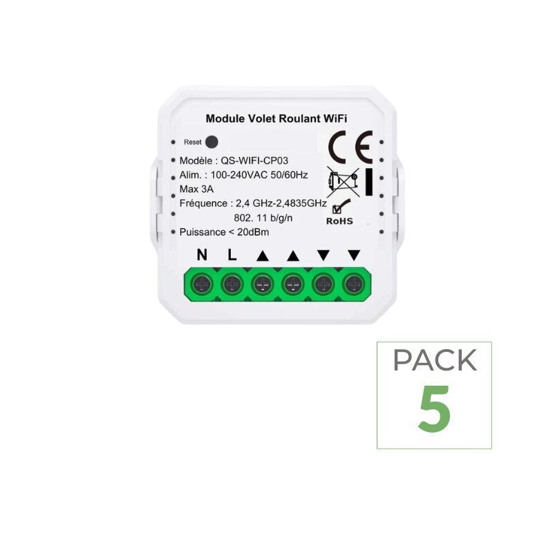 Pack de 5 - Módulo interruptor de persiana con conexión WiFi - SILAMP ...