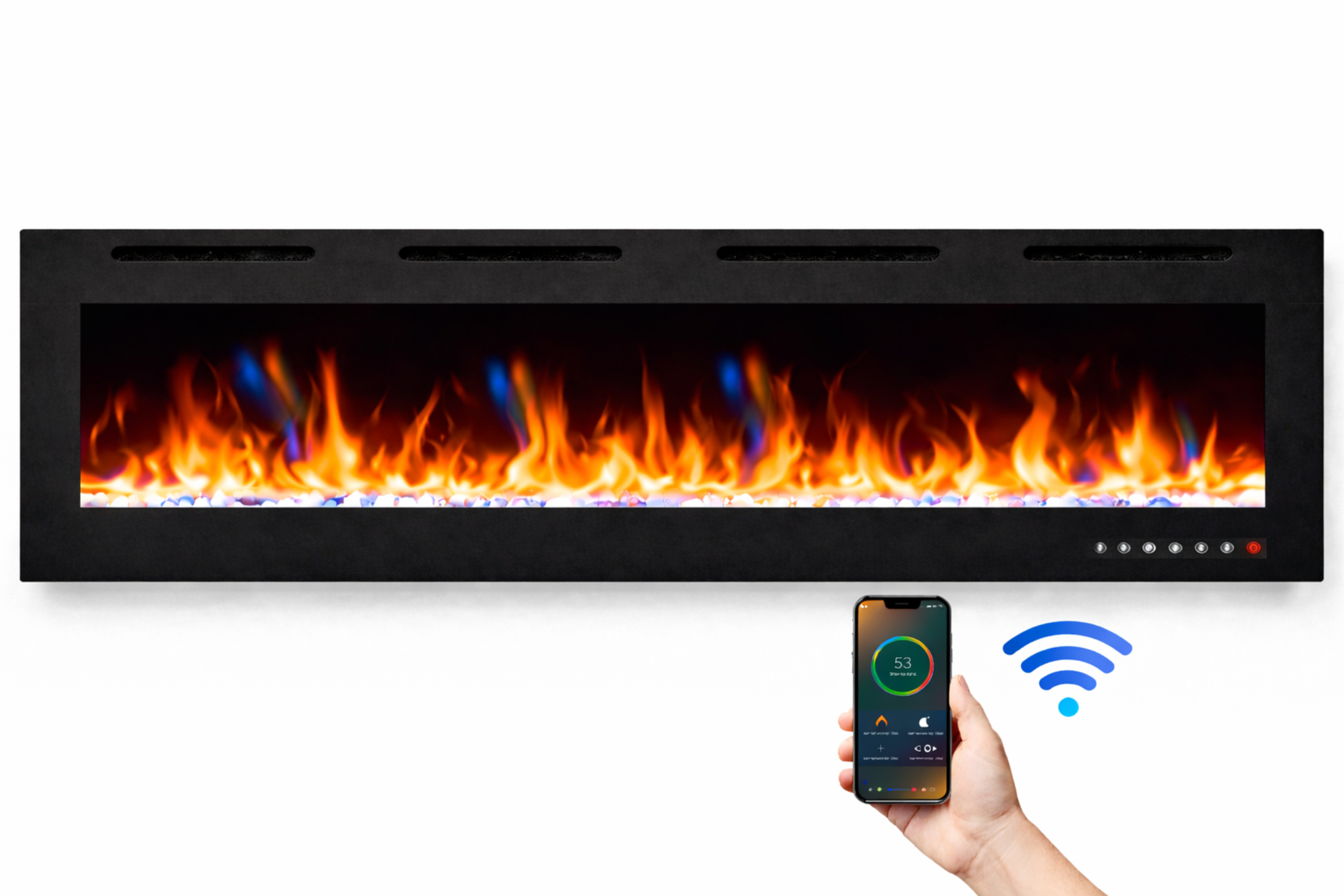 Chimenea Eléctrica de Pared Weka Fireplace Crystal 72 WiFi, Ultrafina ...