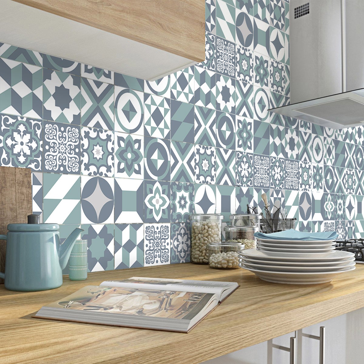60 vinilos baldosas de cemento azulejos paoli - adhesivo de pared ...