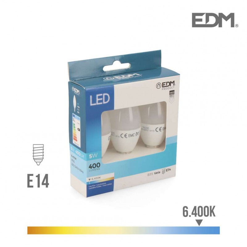 Lot de 3 Ampoules LED E14 5W Flamme équivalent à 50W - Blanc du Jour ...
