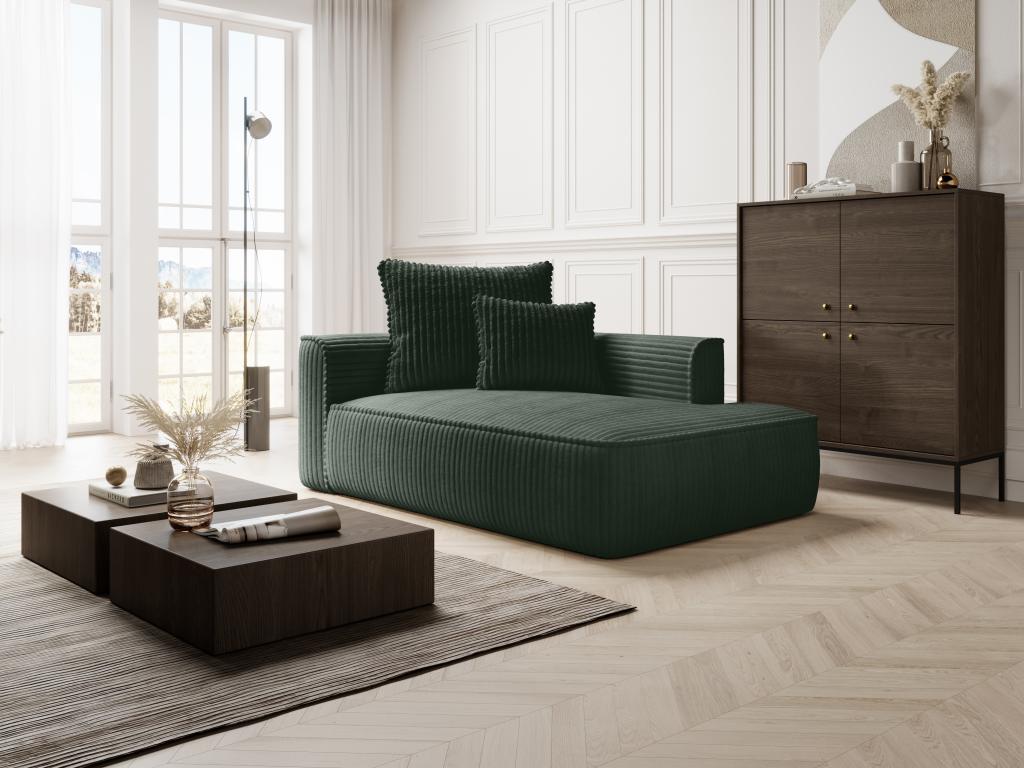 Méridienne droite en velours côtelé grosses côtes vert PINETA | Leroy ...