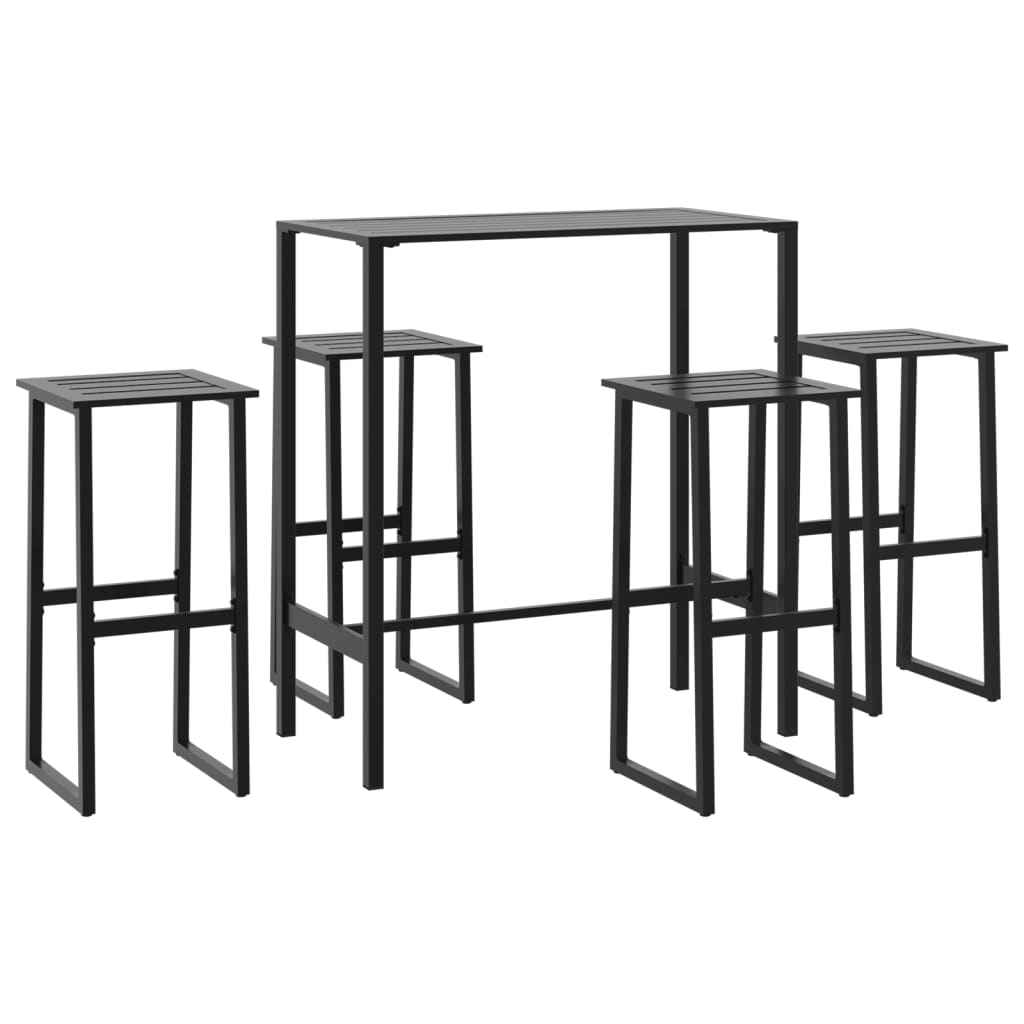 Ensemble de bar de jardin 5 pcs | Salon de jardin noir acier enduit de ...