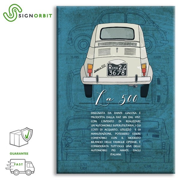LA 500 - Made In Italy - Quadro Stampato Su Canvas E Montato Su Telaio ...