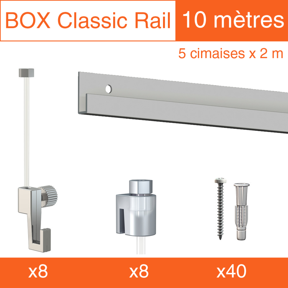 Cimaise Box Artiteq Classic ÉCO + fils perlon - Kit accrochage tableau ...