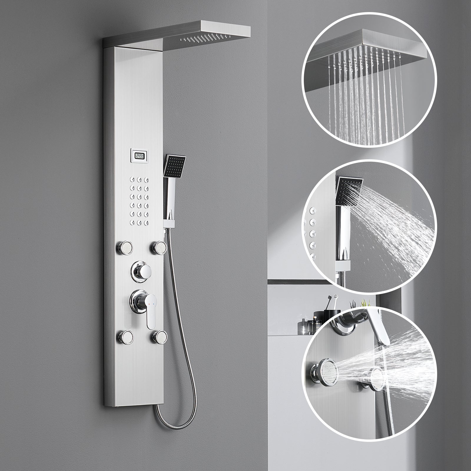 AuraLum Max Colonne Douche Hydromassante avec LCD Écran Affichage ...