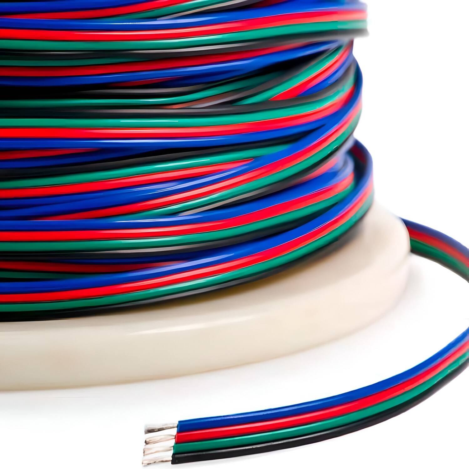 Câble Électrique Plat Gaine 4x0.5mm² pour les Rubans LED RGB Noir ...