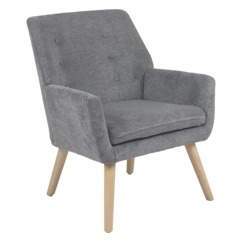 Poltrona Michelle In Tessuto Grigio Gambe Legno Naturale | Leroy Merlin