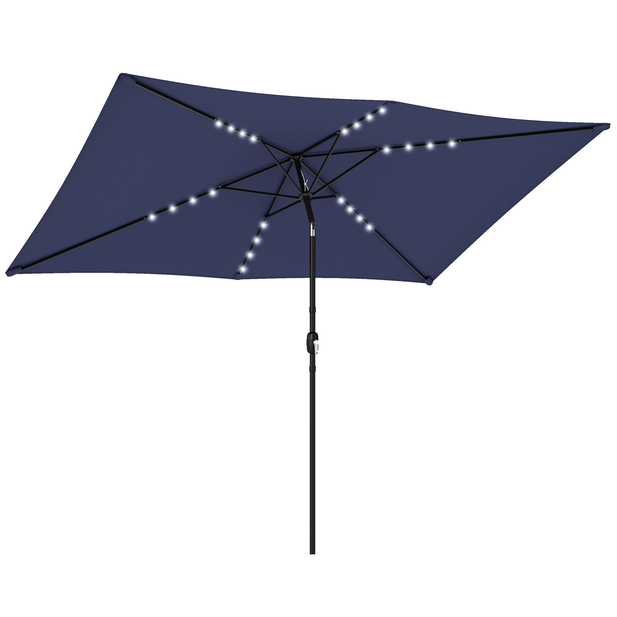 Parasol solaire LED 300x200 cm, inclinable, manivelle, housse ...