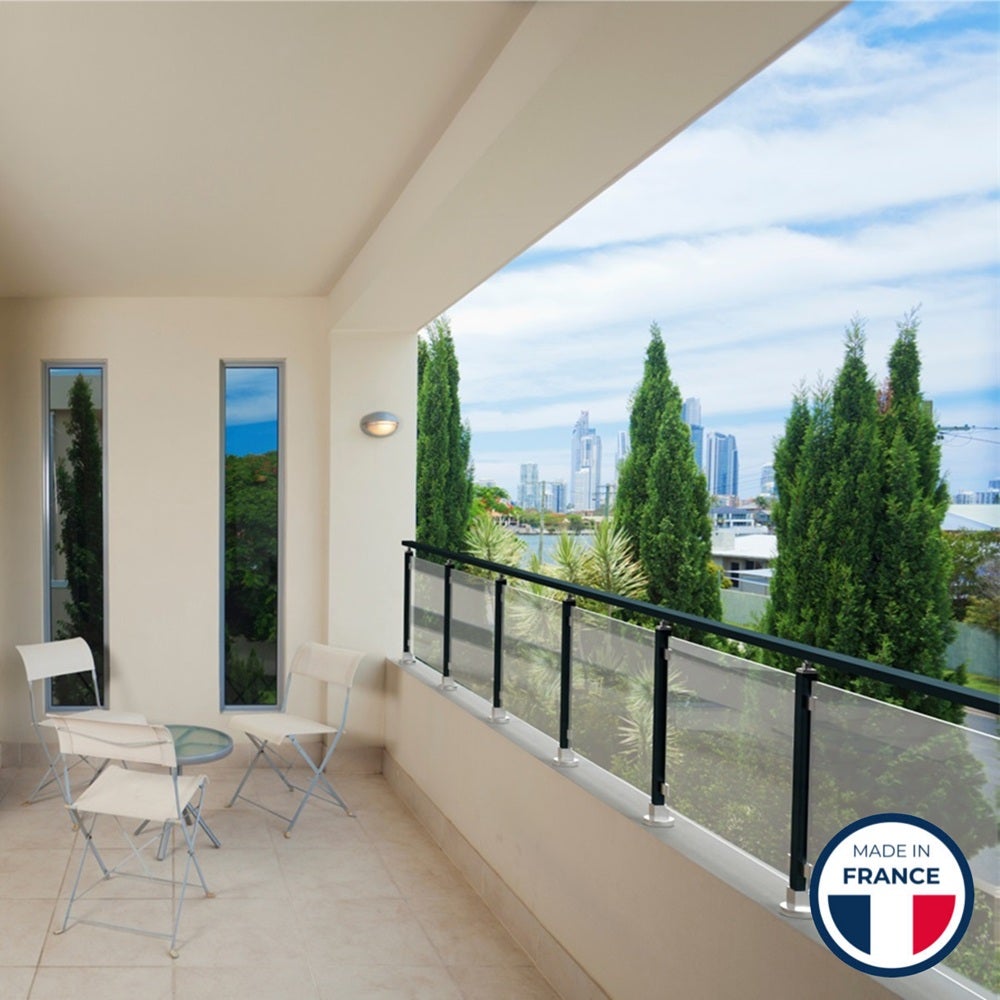 Garde-corps gris foncé vitré sécurite 8 mm (44/2) sur muret, 1m pose à ...