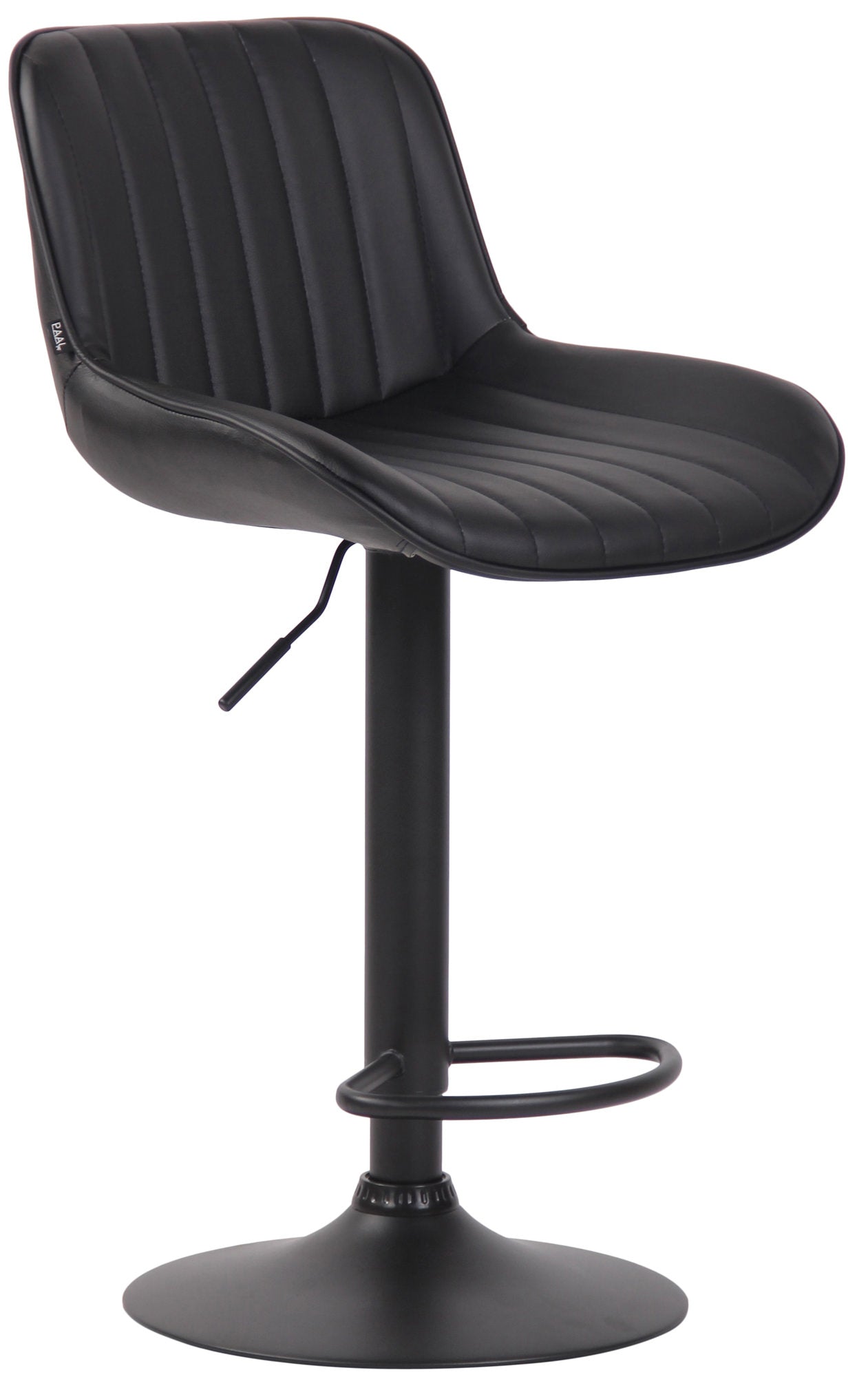 Tabouret de bar chaise haute x1 en PVC noir coutures verticales support ...
