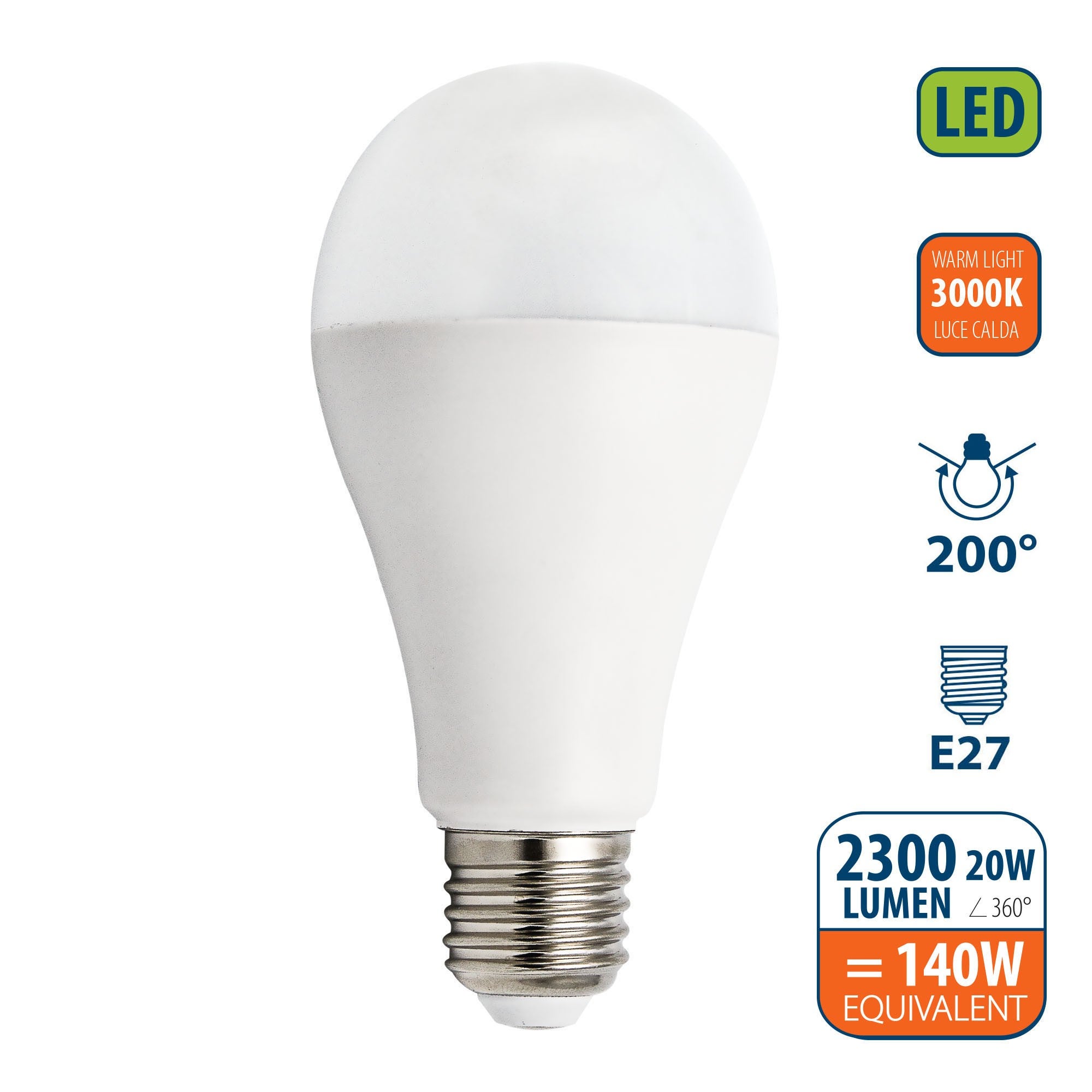 Bombilla LED SMD, estándar A65, 20W / 2300lm, casquillo E27, 3000K ...